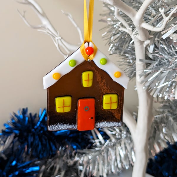 Fused Glass Christmas Gingerbread House Keepsak... - Folksy