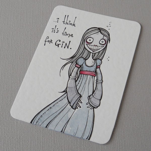 gin zombie - aceo - Folksy