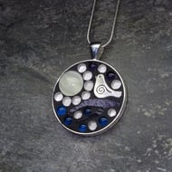 'Moon Glow' - Glow In The Dark Mosaic Pendant - Folksy