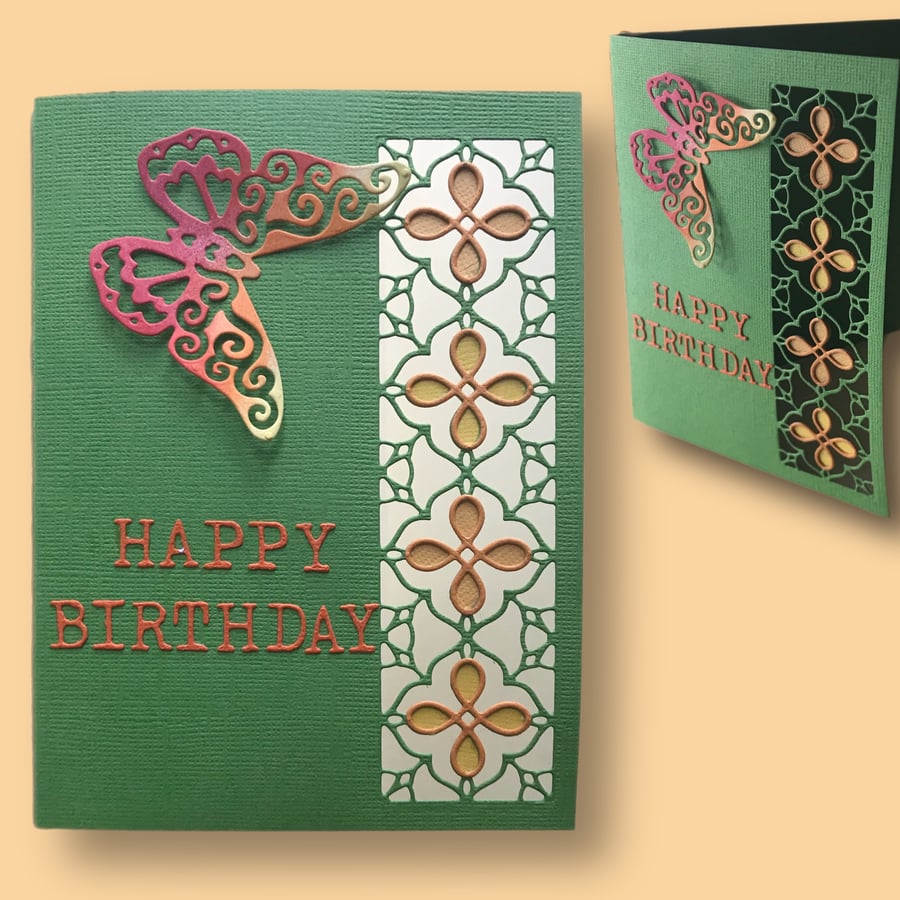 Handmade Butterfly with cut out Border Card - Folksy