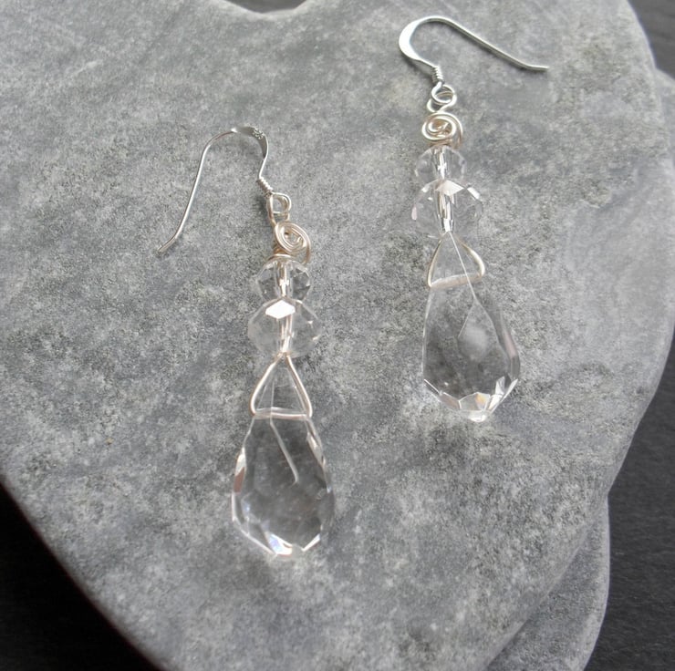 Clear Crystal Dangle Drop Earrings - Folksy