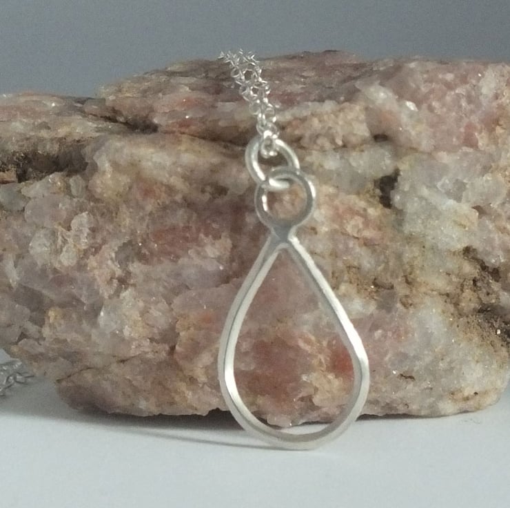 Sterling silver teardrop necklace - Folksy