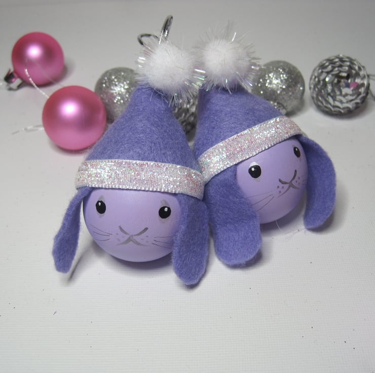SALE Bunny Rabbit Christmas Baubles Decorations - Folksy