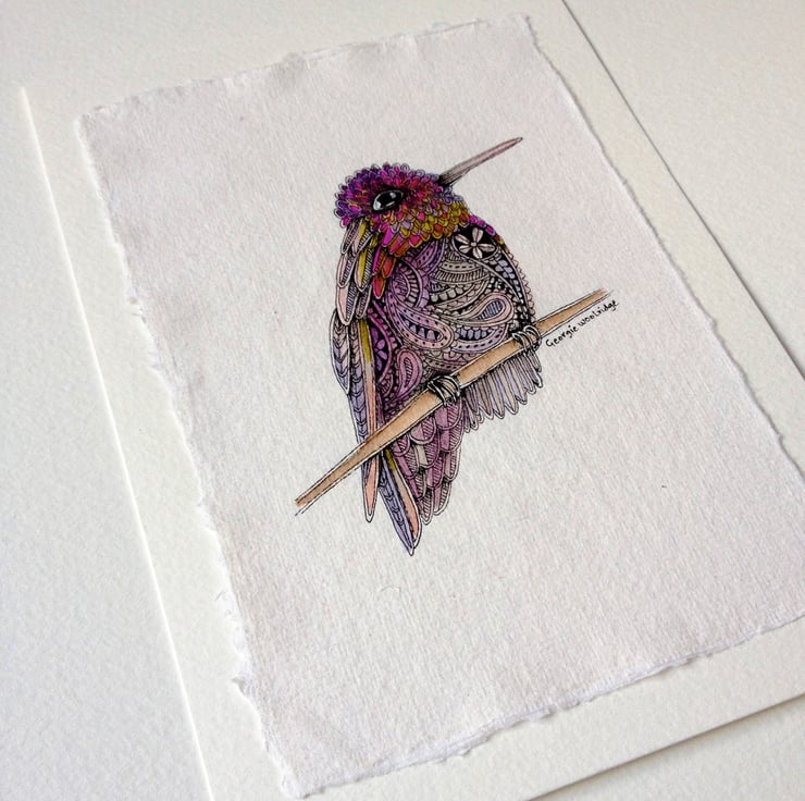 Paisley Hummingbird - Original drawing - Folksy
