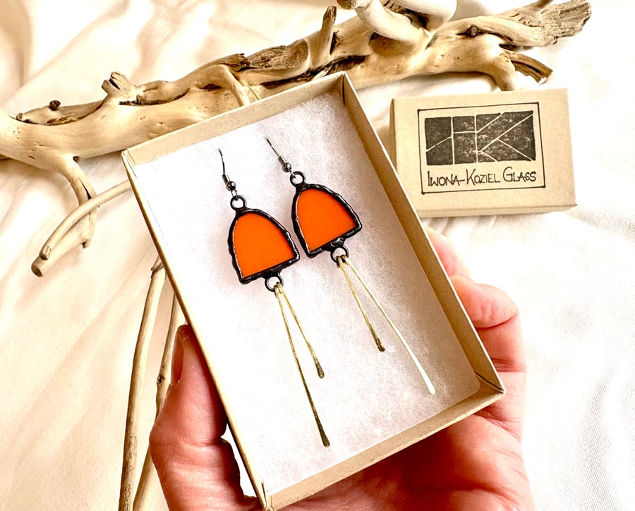 Statement Jewellery - persimmon orange stained ... - Folksy