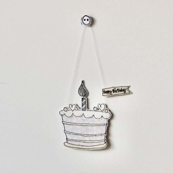 Happy Birthday Cake - Hanging Decoration - Folksy