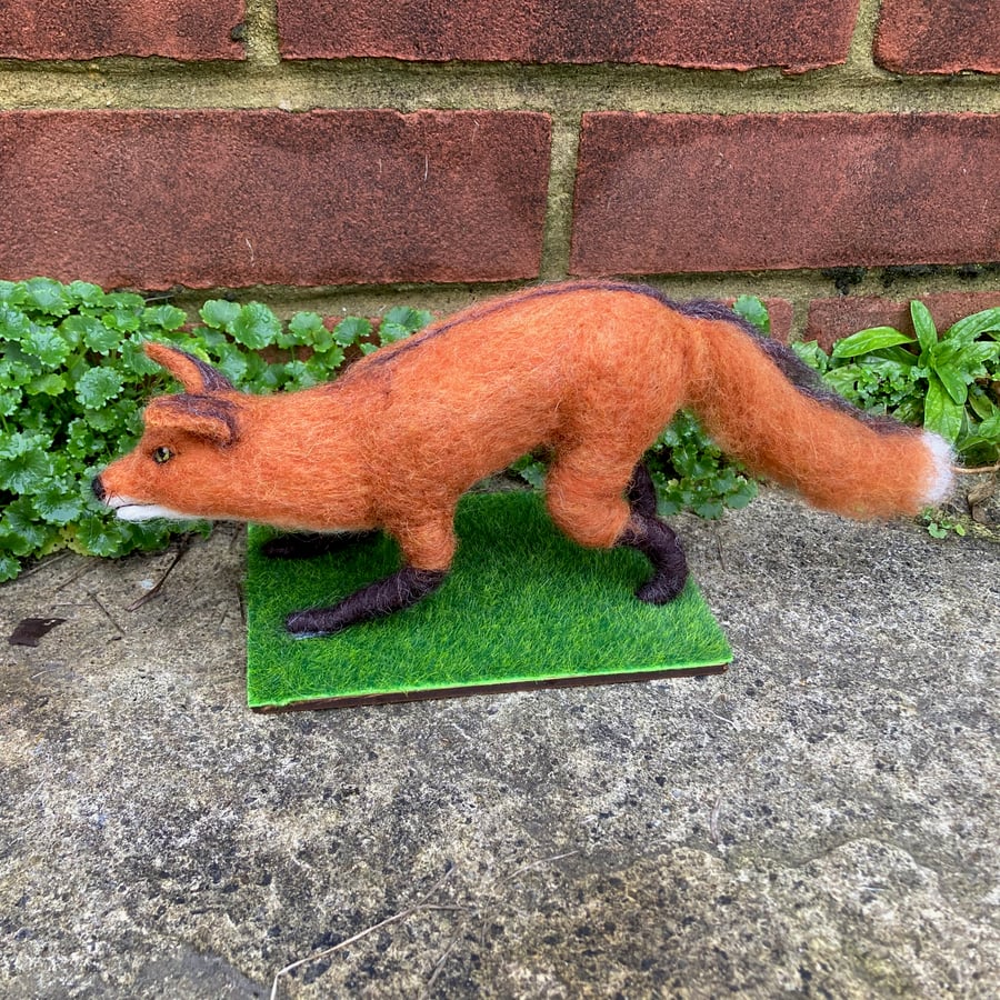 Fox model, needle felted animal, crouching fox - Folksy