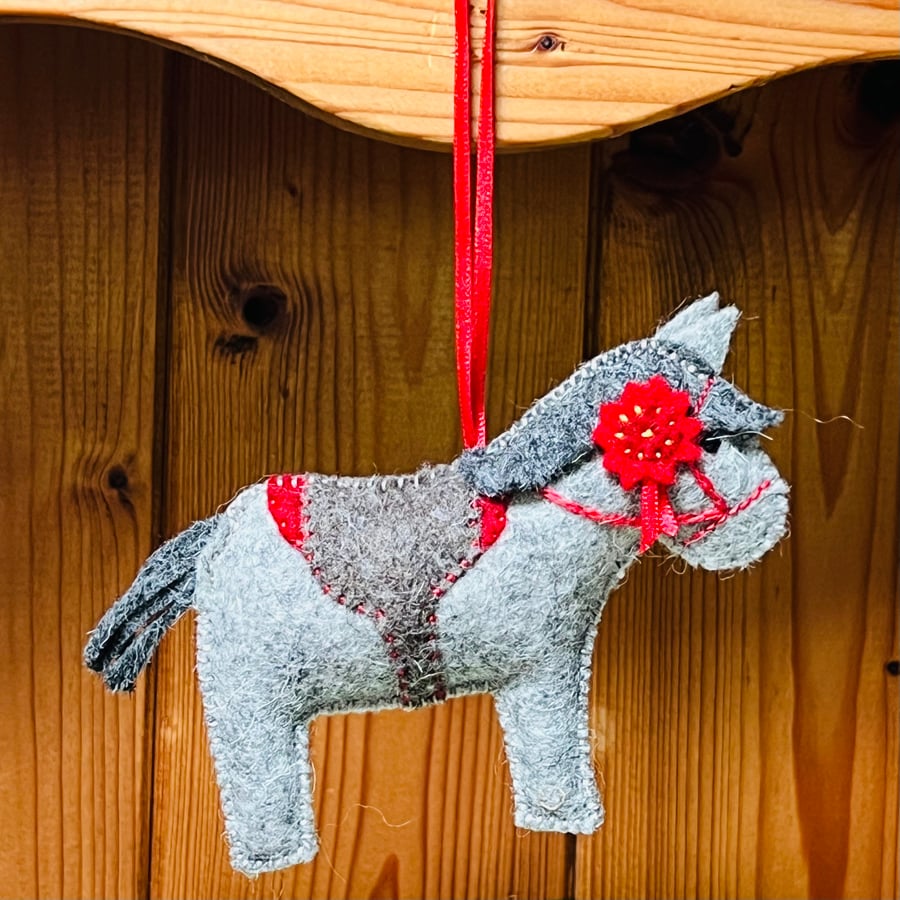 Grey Felt Horse or Pony Hanging Keepsake Decora... - Folksy