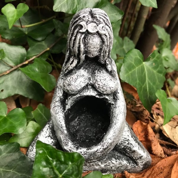 Small triple moon Goddess Statue with recess in... - Folksy