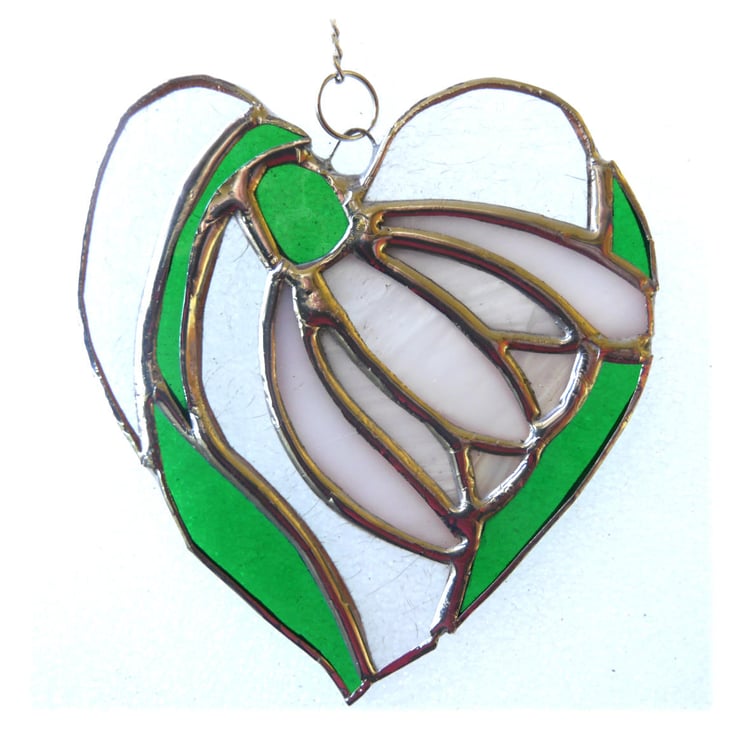 Snowdrops Heart Suncatcher Stained Glass 012 - Folksy