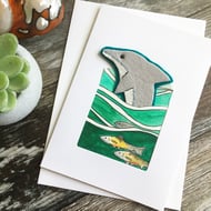 Dolphin card, leaping dolphin, handmade card, d... - Folksy