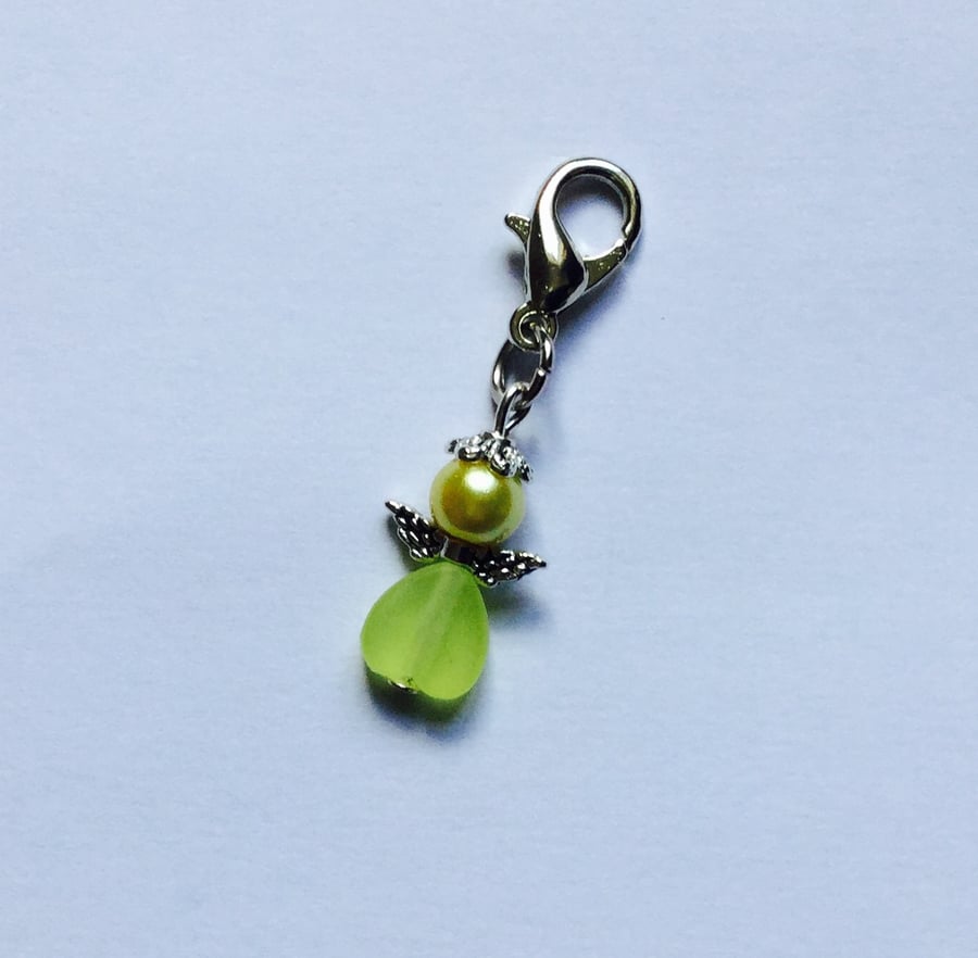 Beaded Angel Bag Charm Zip Pull Charm in Yellow - Folksy