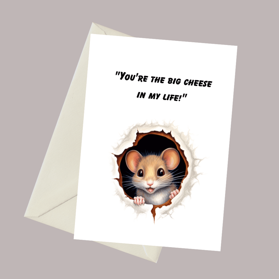 3D cute whimsical mouse greeting card - Folksy