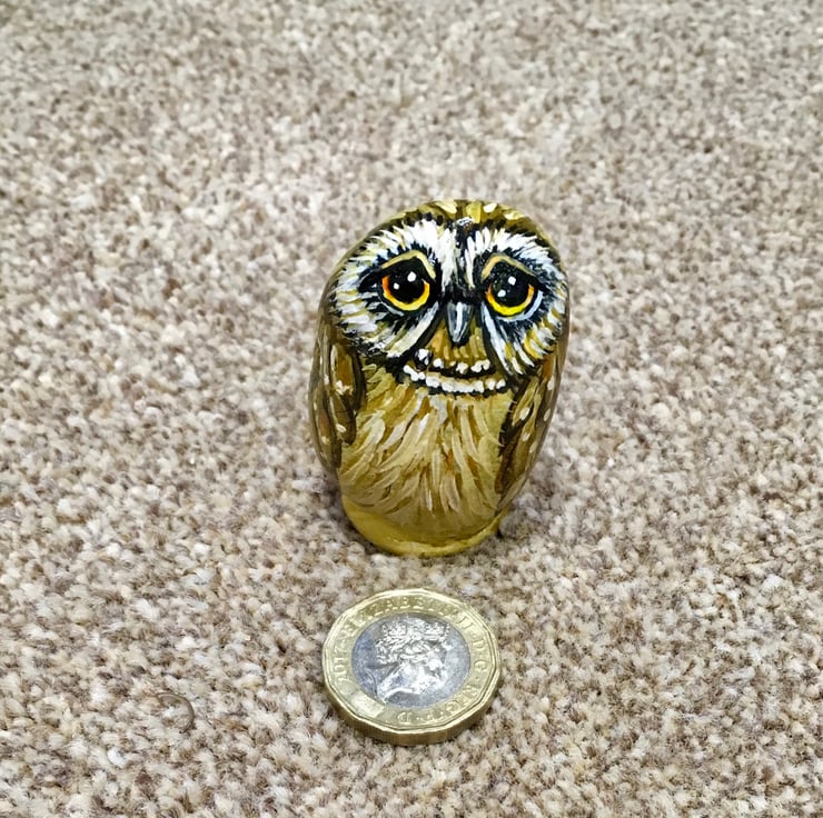 Owl hand painted pebble garden stone rock art p... - Folksy