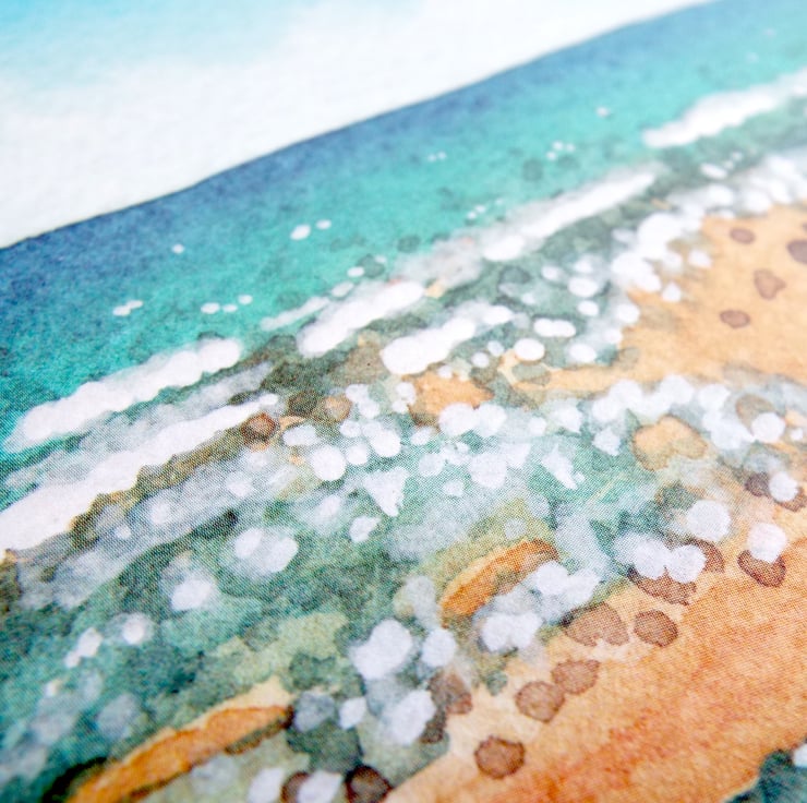 A4 beadnell beach seascape watercolour art print - Folksy