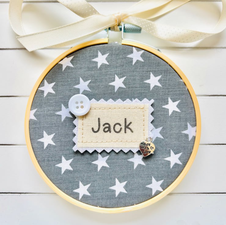 Personalised Star Embroidery Hoop - Name Keepsa... - Folksy