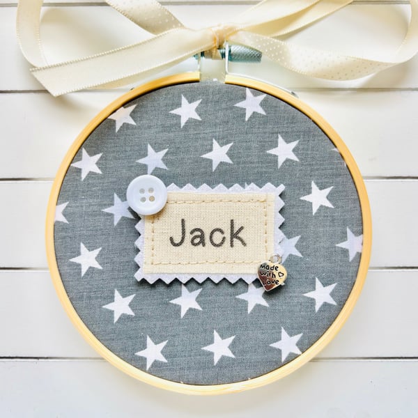 Personalised Star Embroidery Hoop - Name Keepsa... - Folksy