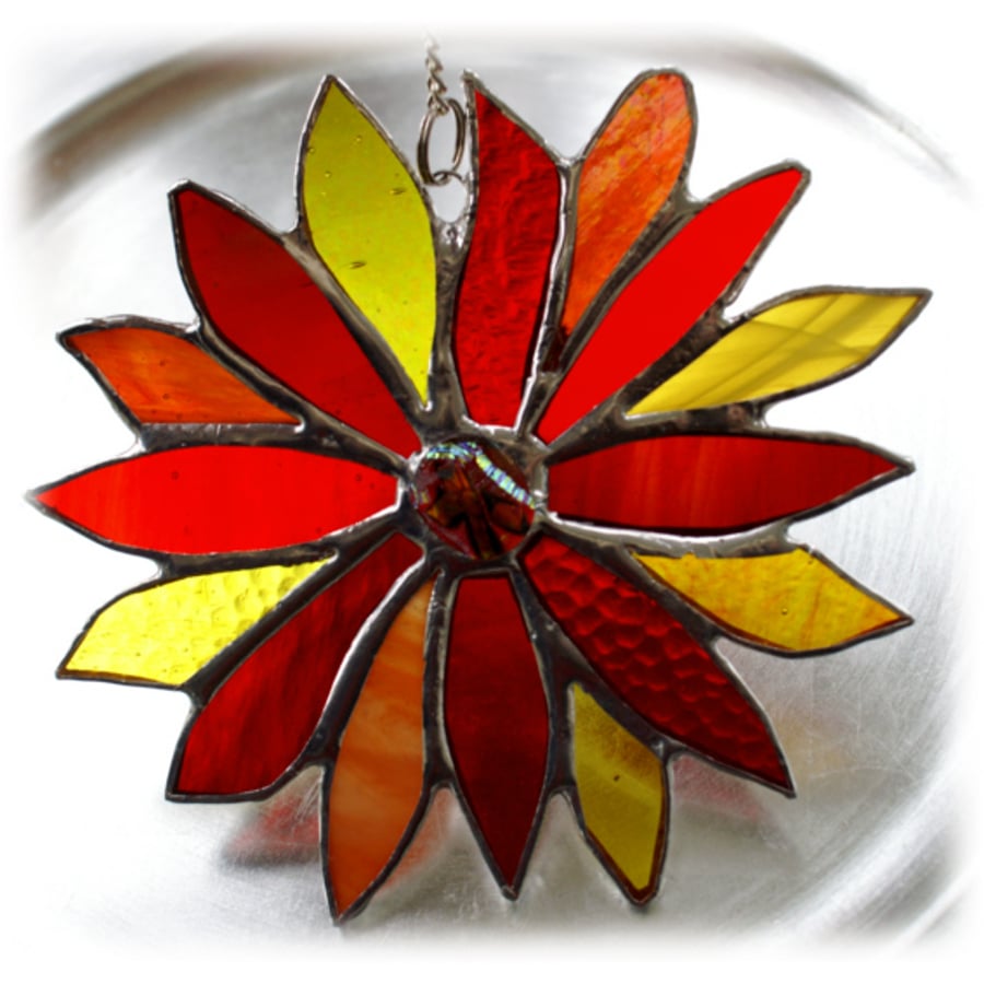 Bonfire Flower Stained Glass Suncatcher Handmade - Folksy