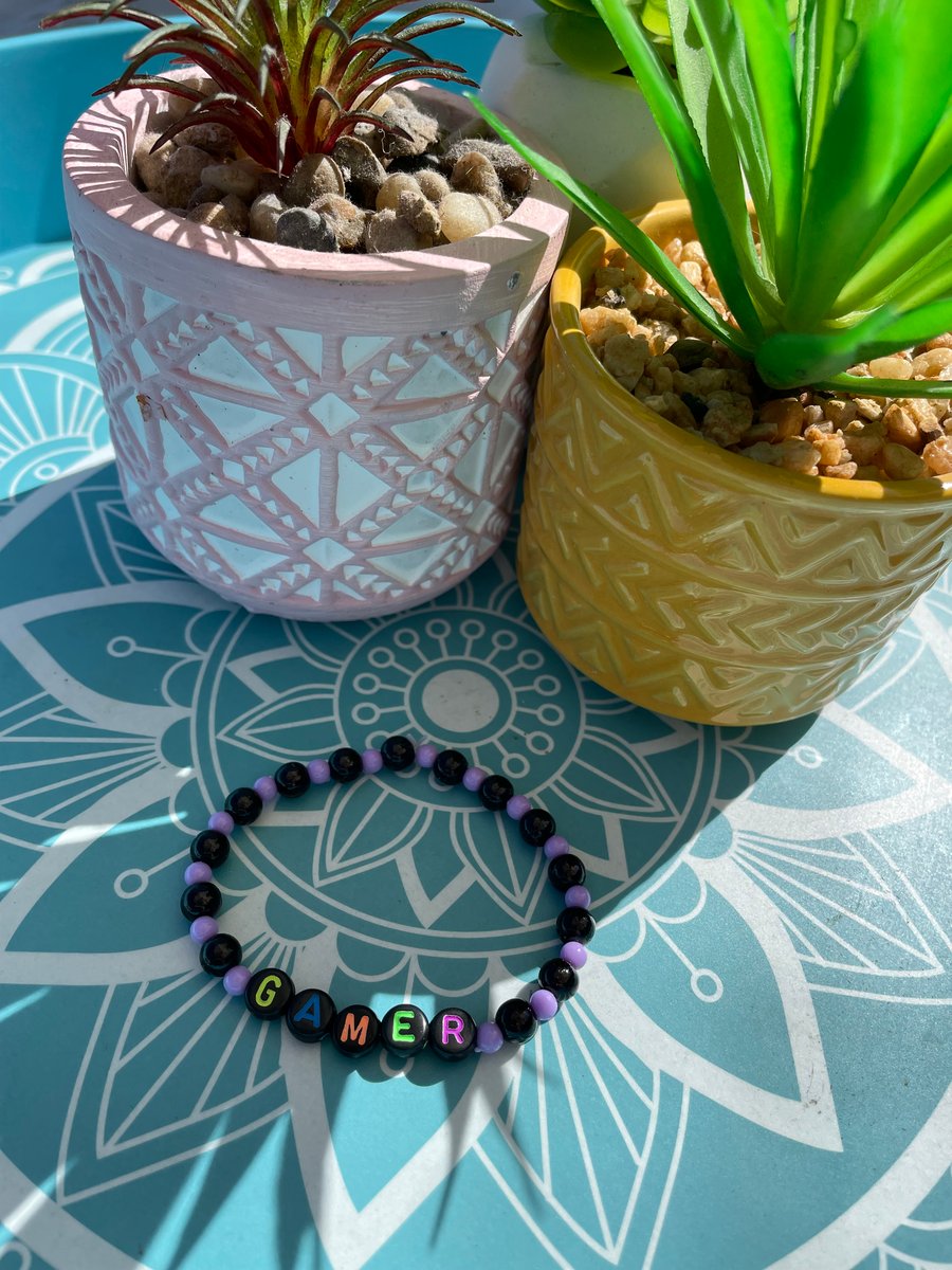 GAMER Bracelet Small - Purple and Black - Folksy