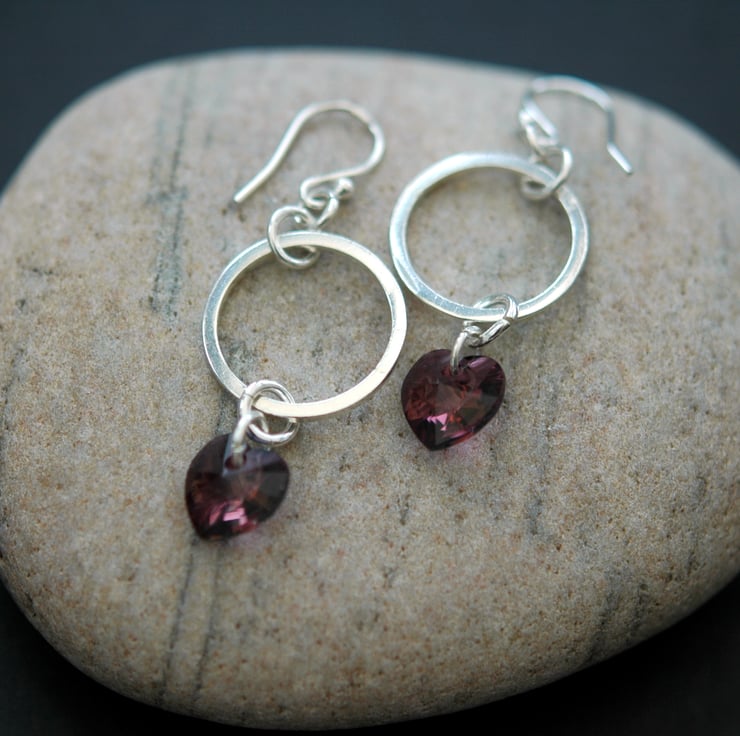Sterling Silver Drop Earrings with Hoops and Am... - Folksy