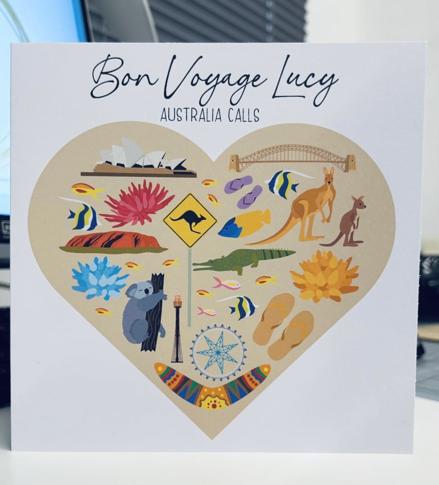 Personalised Bon Voyage Card - Australia - Folksy