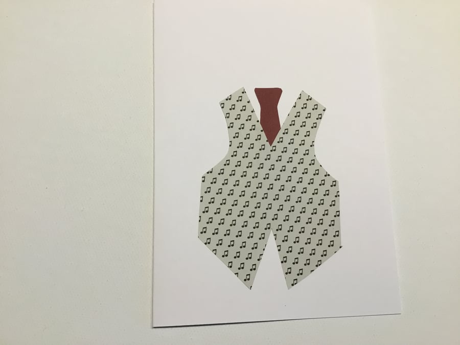 Musical note waistcoat any occasion card. CC667 - Folksy
