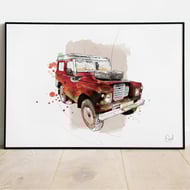Land Rover Defender Art Print, Classic Car, Vin... - Folksy