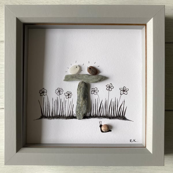 Bird bath design pebble art - Folksy