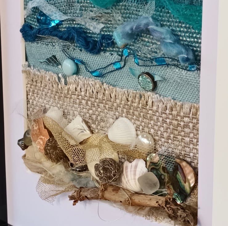 Turquoise Blue Tropical Seascape Mixed Media Ar... - Folksy