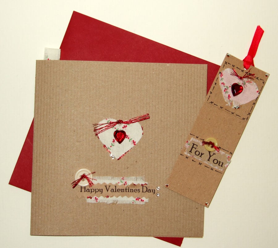 Valentines Card & Bookmark Set,Handmade Va... - Folksy