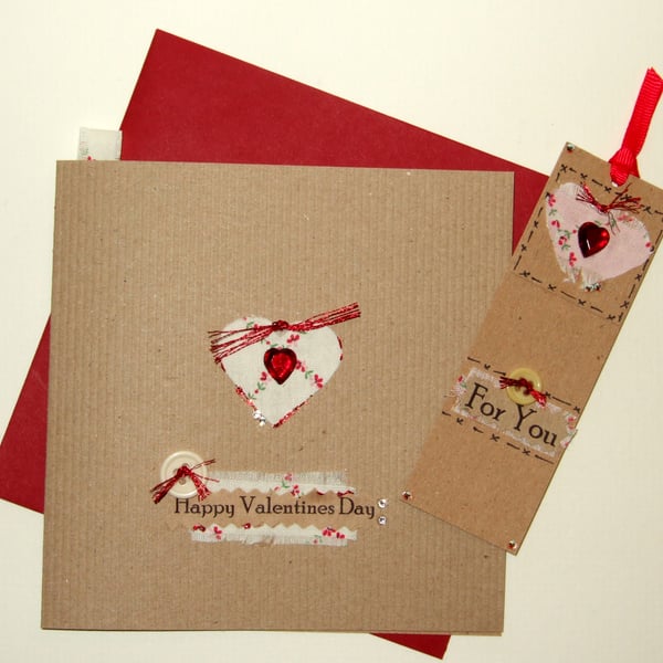 Valentines Card & Bookmark Set,Handmade Va... - Folksy
