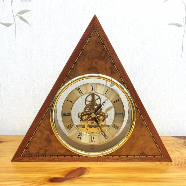 Pyramid Triangular Skeleton Clock Handmade wit... - Folksy