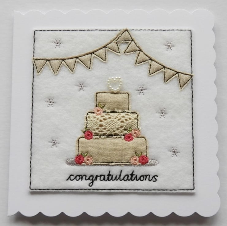 Wedding Cake Card, Wedding Congratulations, Tex... - Folksy