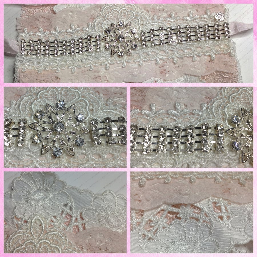 Pink and Ivory Lace Cuff (Emily) PB5 - Folksy