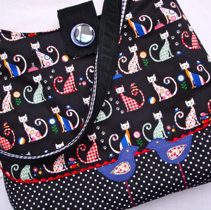 Cotton Shoulder bag -Cross body bag - cats - ap... - Folksy