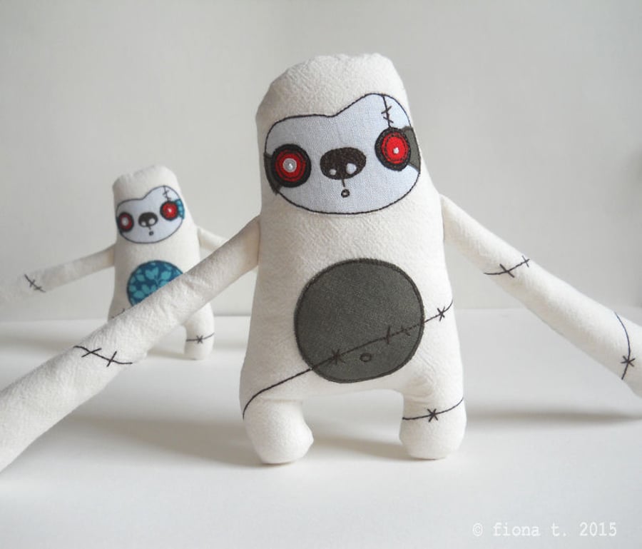 freehand embroidered zombie sloth - large - Folksy
