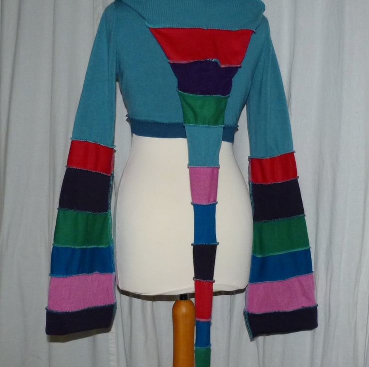 Upcycled Shrug with Long Hood and Bell Bottom ... - Folksy