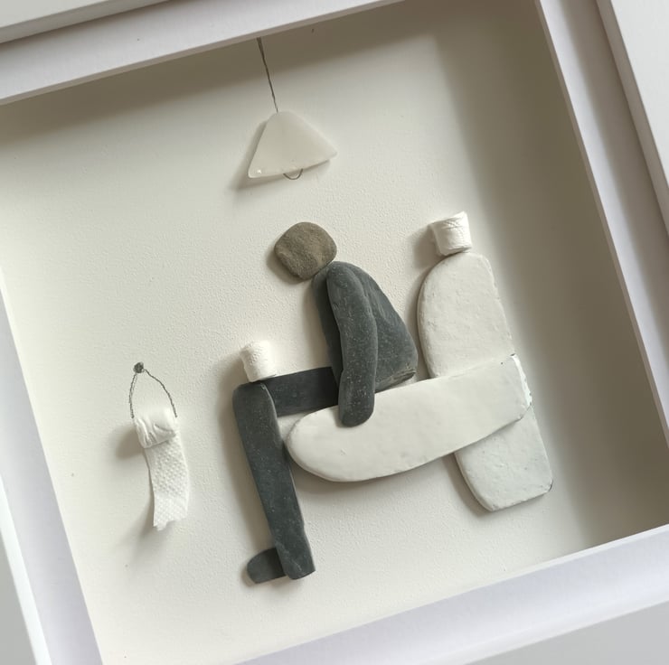 Pebble Art Man on the Toilet Bathroom Wall Deco... - Folksy