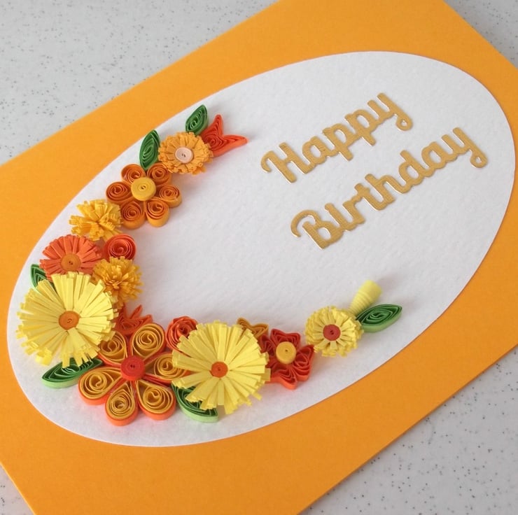 Quilled birthday card - Folksy