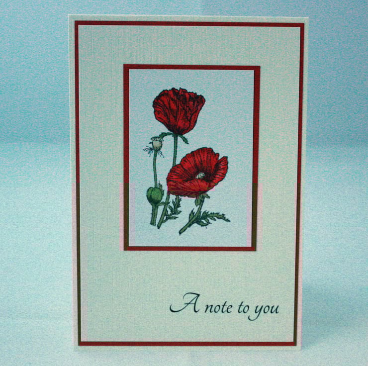 Set of 4 poppy note cards - Folksy