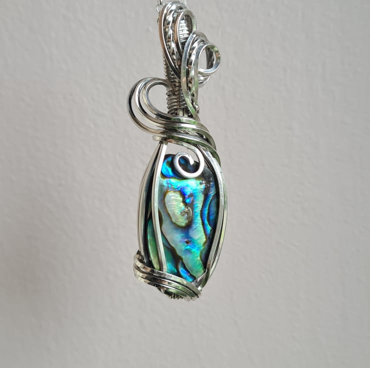 Handmade Natural Abalone Shell 925 Silver Neckl... - Folksy