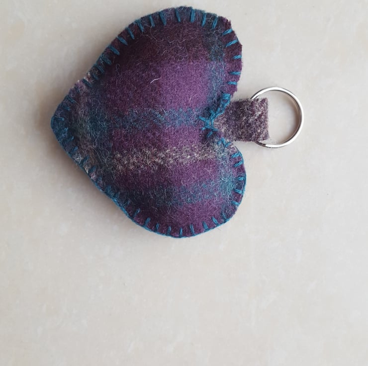 Tartan Moon Wool Keyring - Folksy