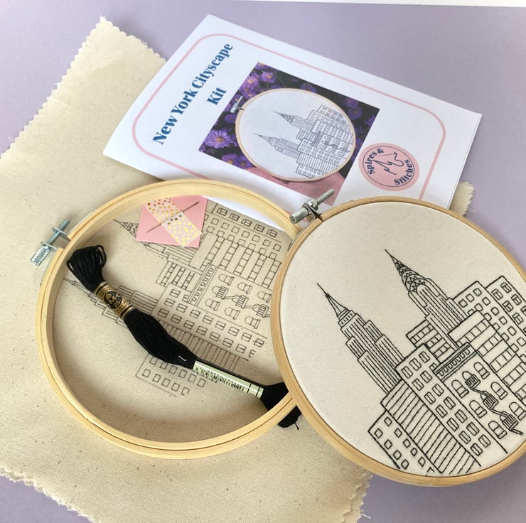 New York Hand Embroidery Kit, Cityscape Archite... - Folksy