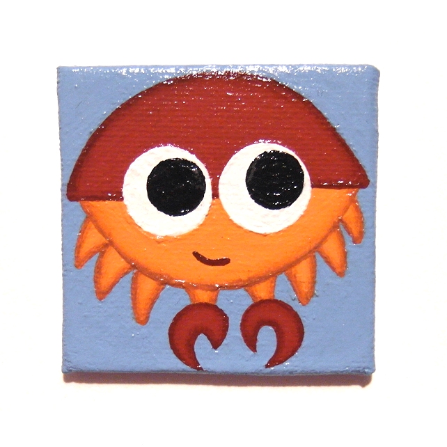 Sold Handpainted Cartoon Crab Fridge Magnet - Folksy