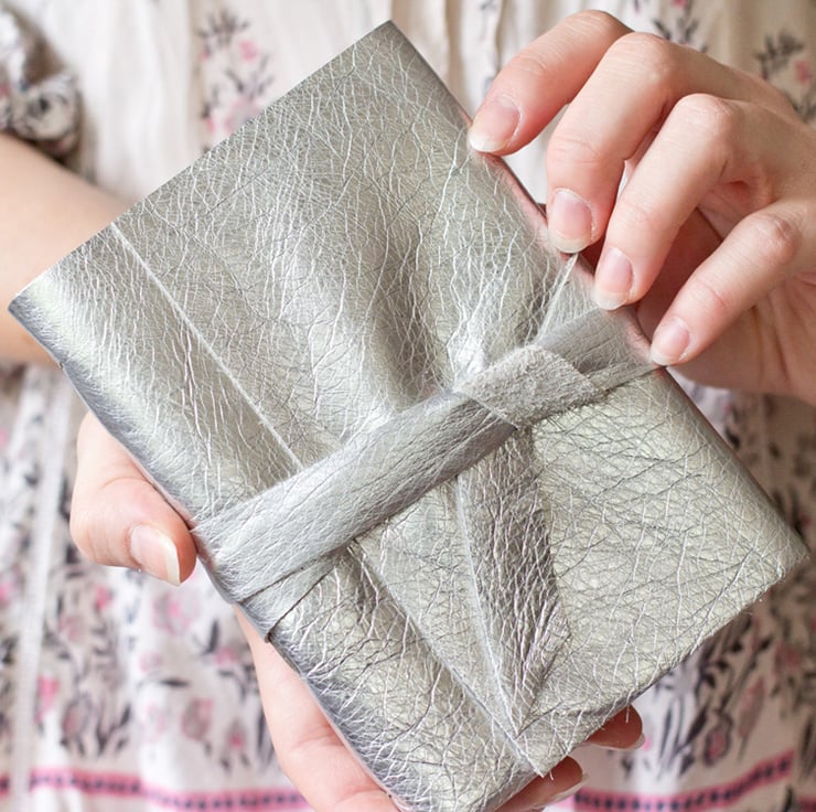 Leather Book - Metallic Silver - Handbound Leat... - Folksy