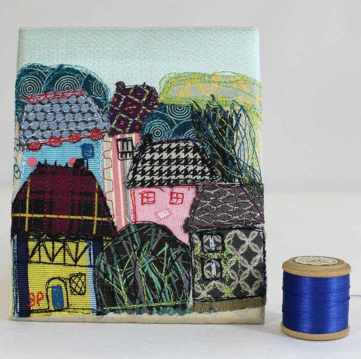 Textile Art Picture The Village - Folksy
