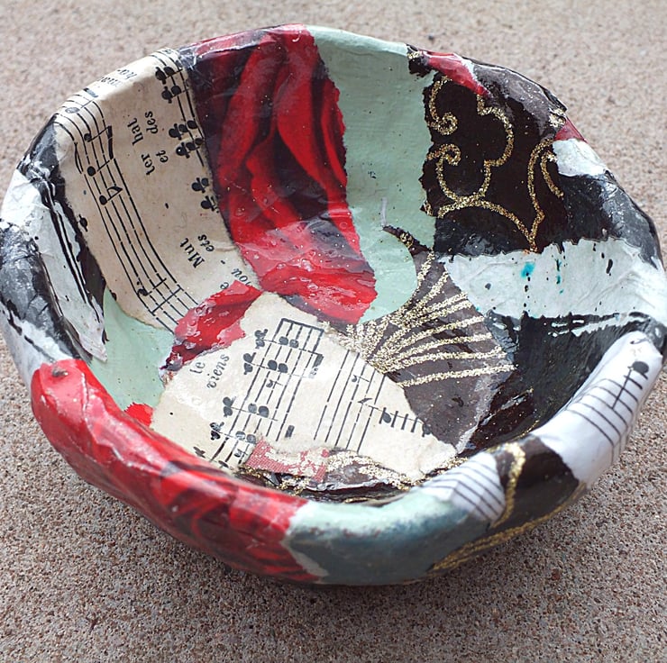 Funky Ceramic Bowl With Decoupage - Folksy