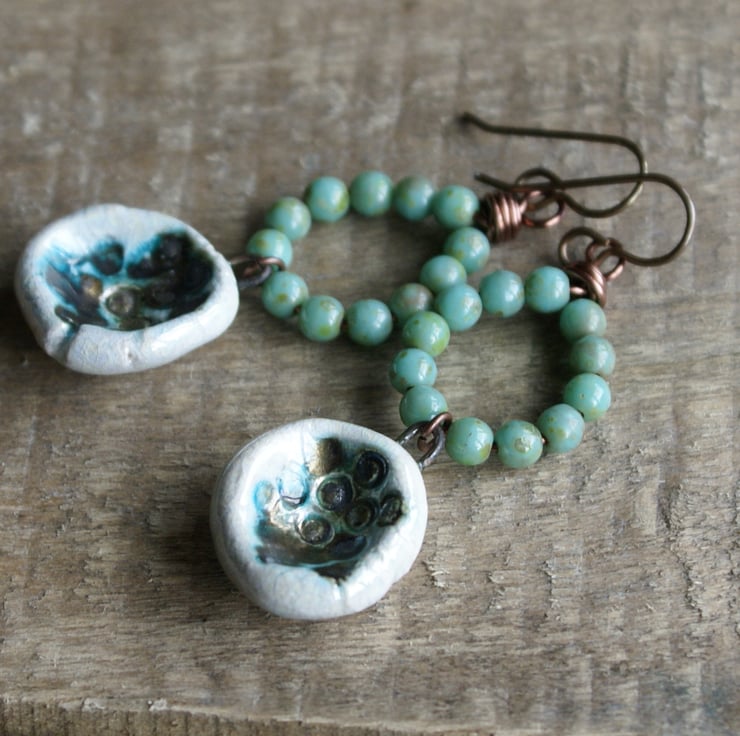 Rustic Turquoise Drop Earrings - Folksy