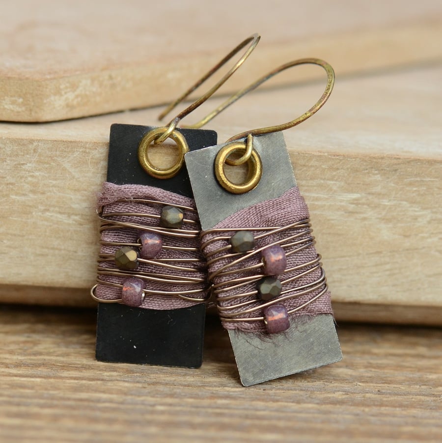 Vintaj Arte Metal Brass Eyelet Earrings, Purple... - Folksy