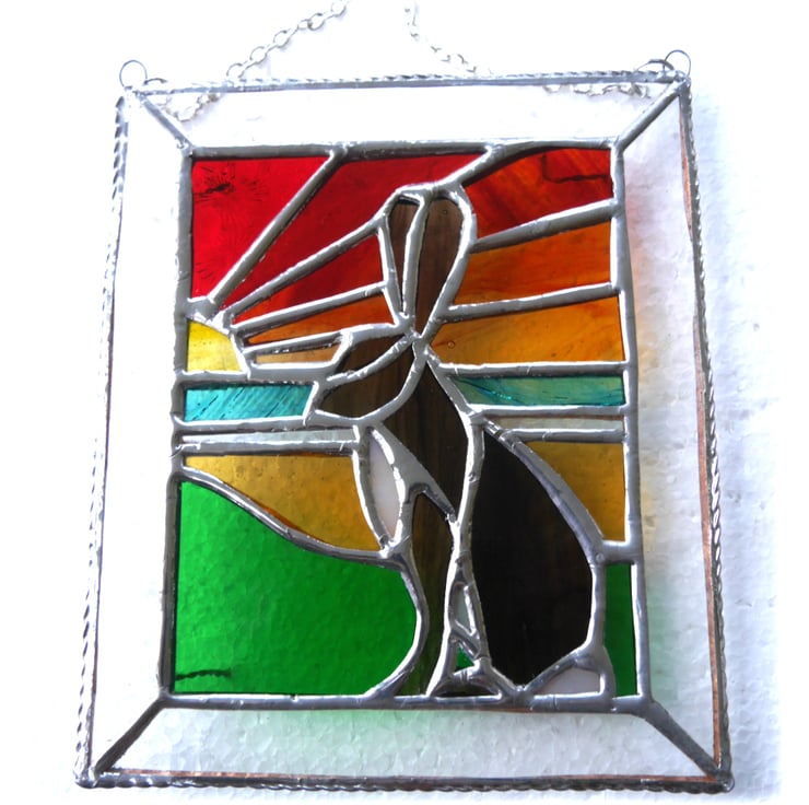SOLD 240217 Sunset Hare Stained Glass Art Pictu... - Folksy